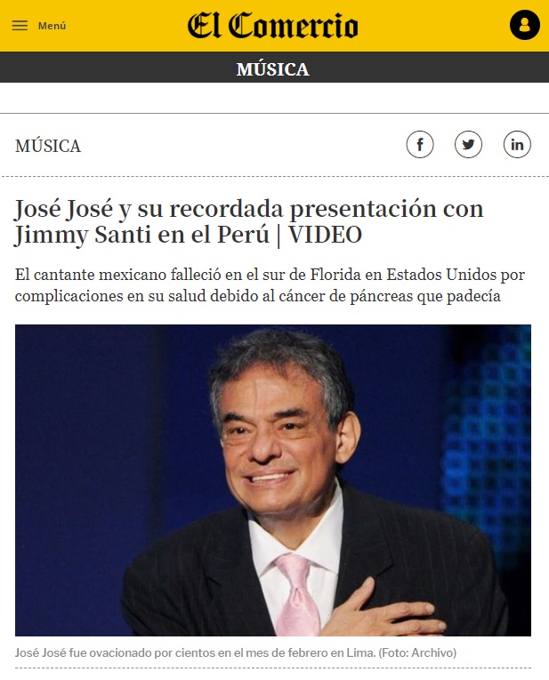 “dios De La Canción” “legendario” Y “ruiseñor Del Romance” La Prensa Internacional Se Despidió 